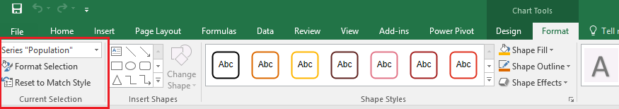 Here you can use the drop down menu to select some other chart element ...